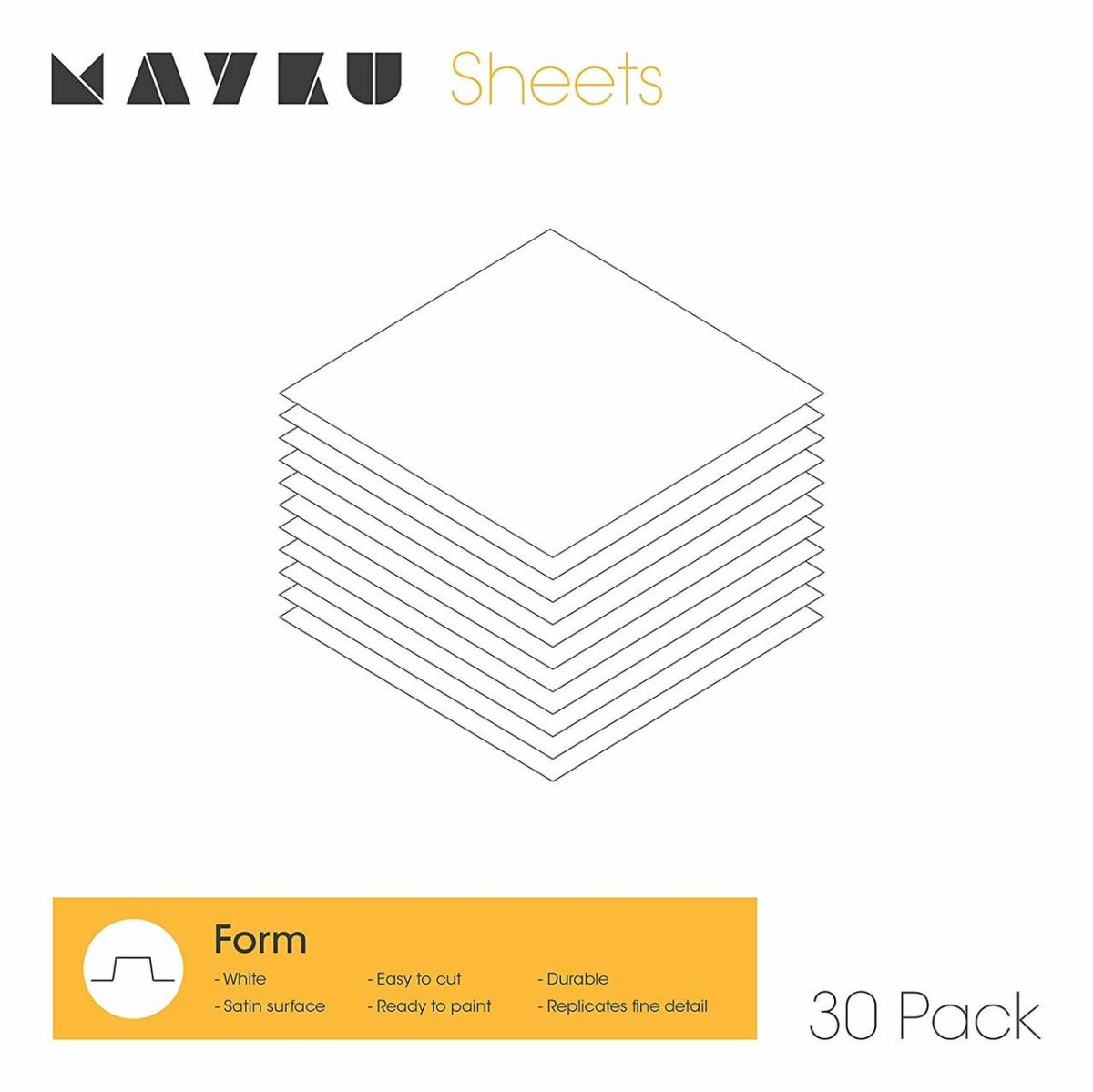 Mayku Form HIPS High Impact Polystyrene Sheets 0.5mm 30 Pack | 3D ...