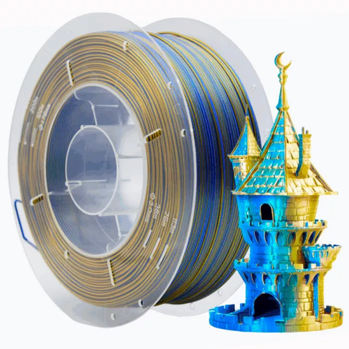 PLA Silk Dual Colour Filament - Gold & Blue | 3D Printer Store