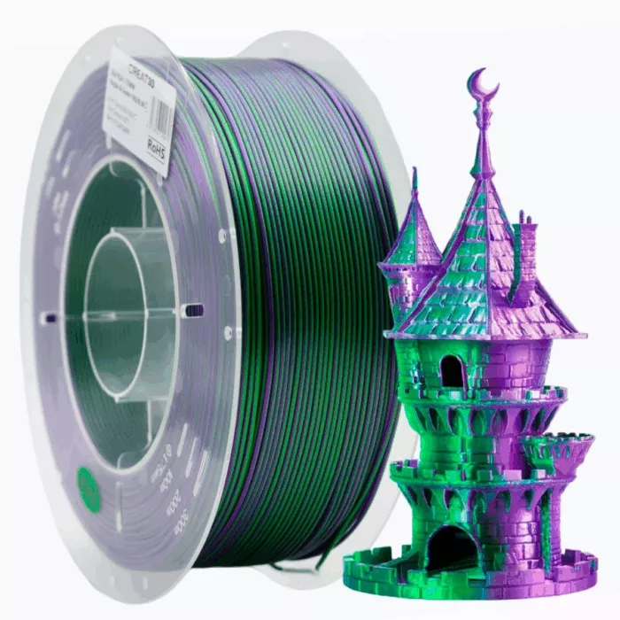 PLA Silk Dual Colour Filament - Purple & Green | 3D Printer Store